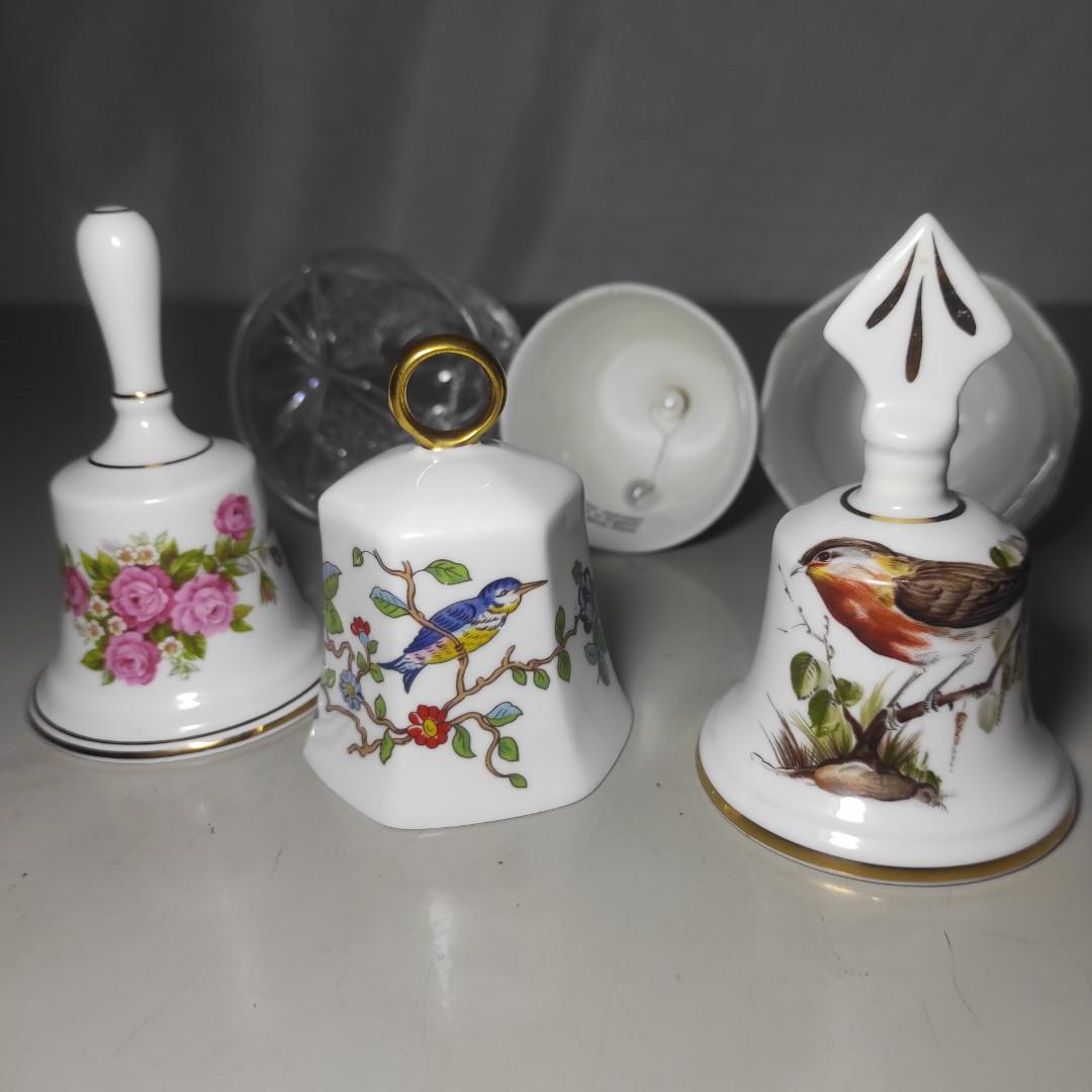 Vintage bell crystal glass bell fine bone china Made in England bell ...