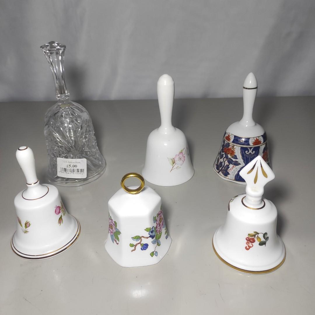 Vintage bell crystal glass bell fine bone china Made in England bell ...
