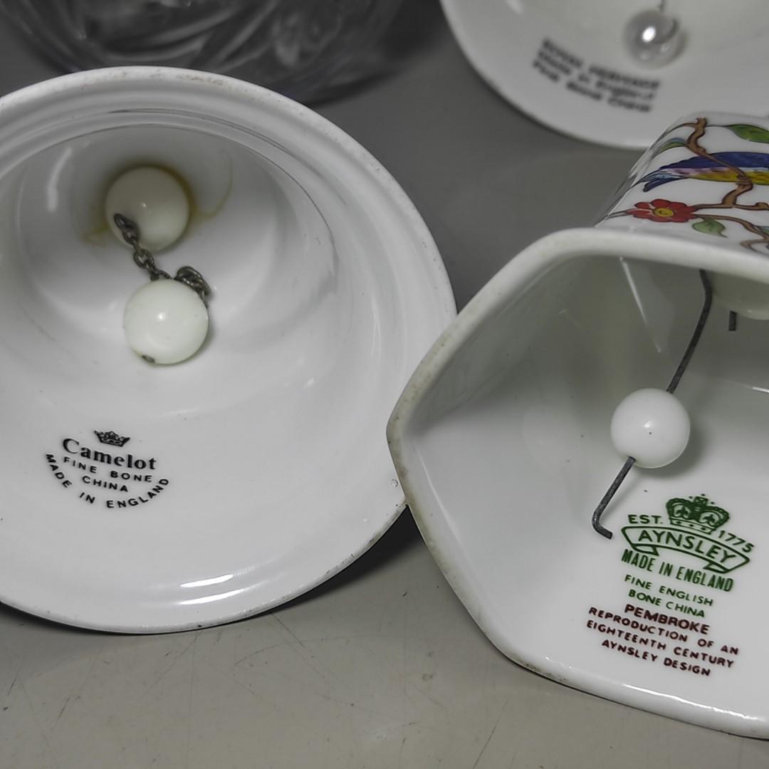 Vintage bell crystal glass bell fine bone china Made in England bell ...