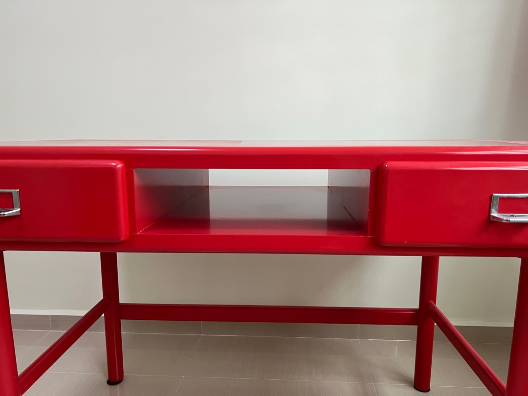 Vintage retro red study table, Furniture & Home Living, Furniture ...
