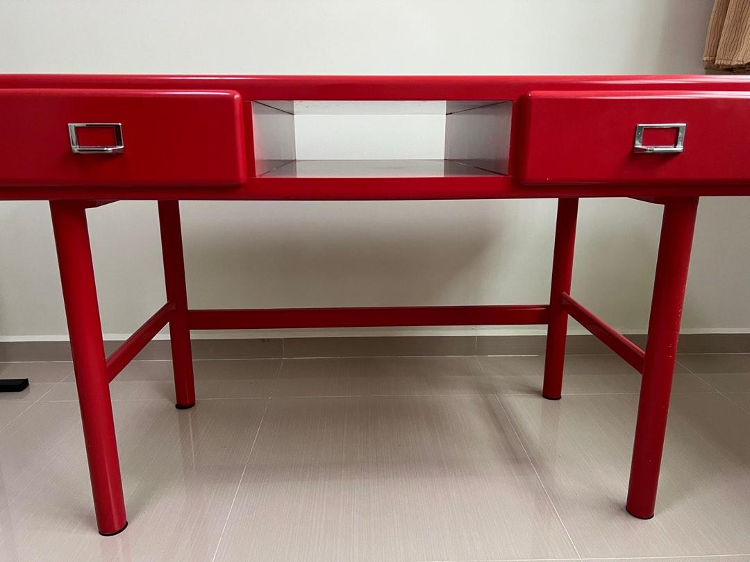 Vintage retro red study table, Furniture & Home Living, Furniture ...