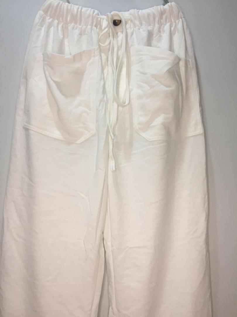 White Square Pants, Women's Fashion, Bottoms, Other Bottoms on Carousell