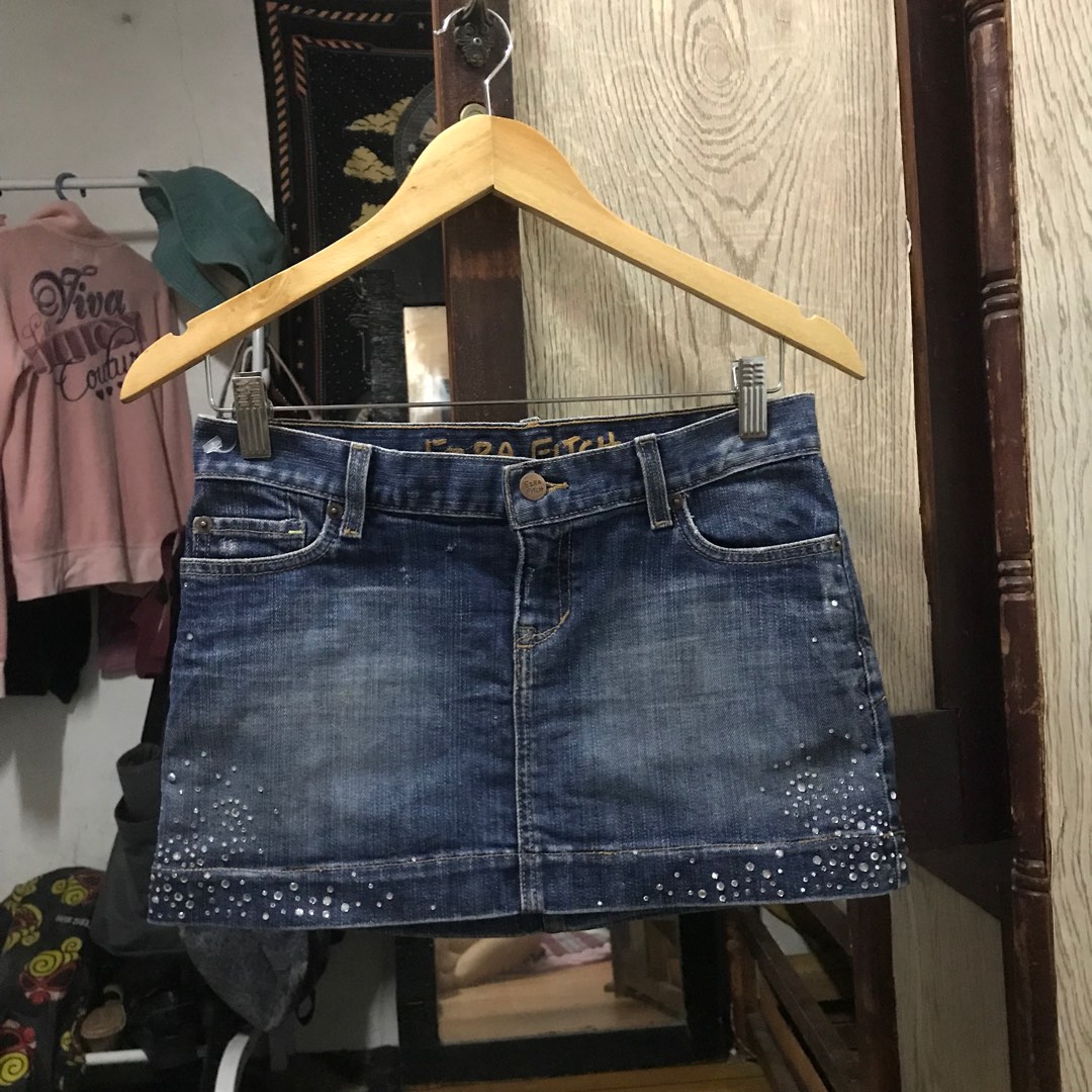 Y2K Rhinestone Denim Mini Skirt, Women's Fashion, Bottoms, Skirts on ...
