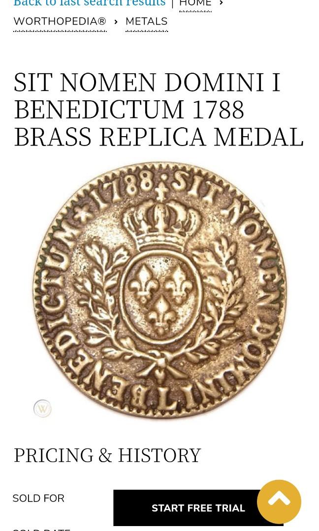 1788 SIT NOMEN DOMINI BENEDICTUM MEDAL COPY, Hobbies & Toys ...