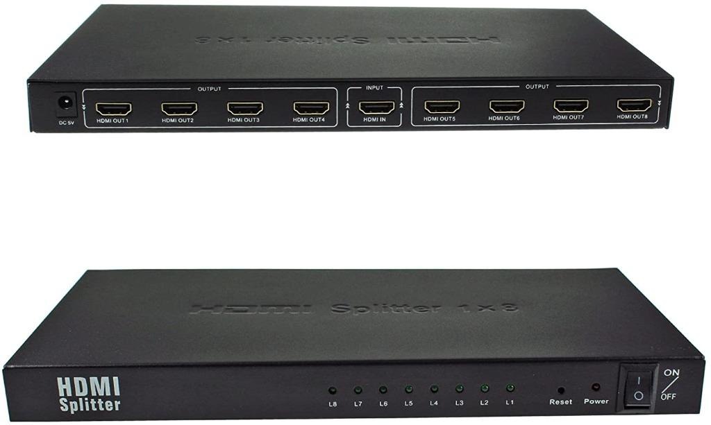 1x8 8 Ports HDMI Powered Splitter for Full HD 1080P & 3D Support (One ...