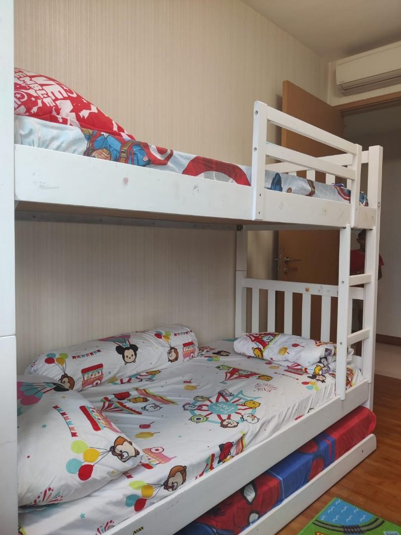 3 layer bunk bed, Furniture & Home Living, Bedding & Towels on Carousell