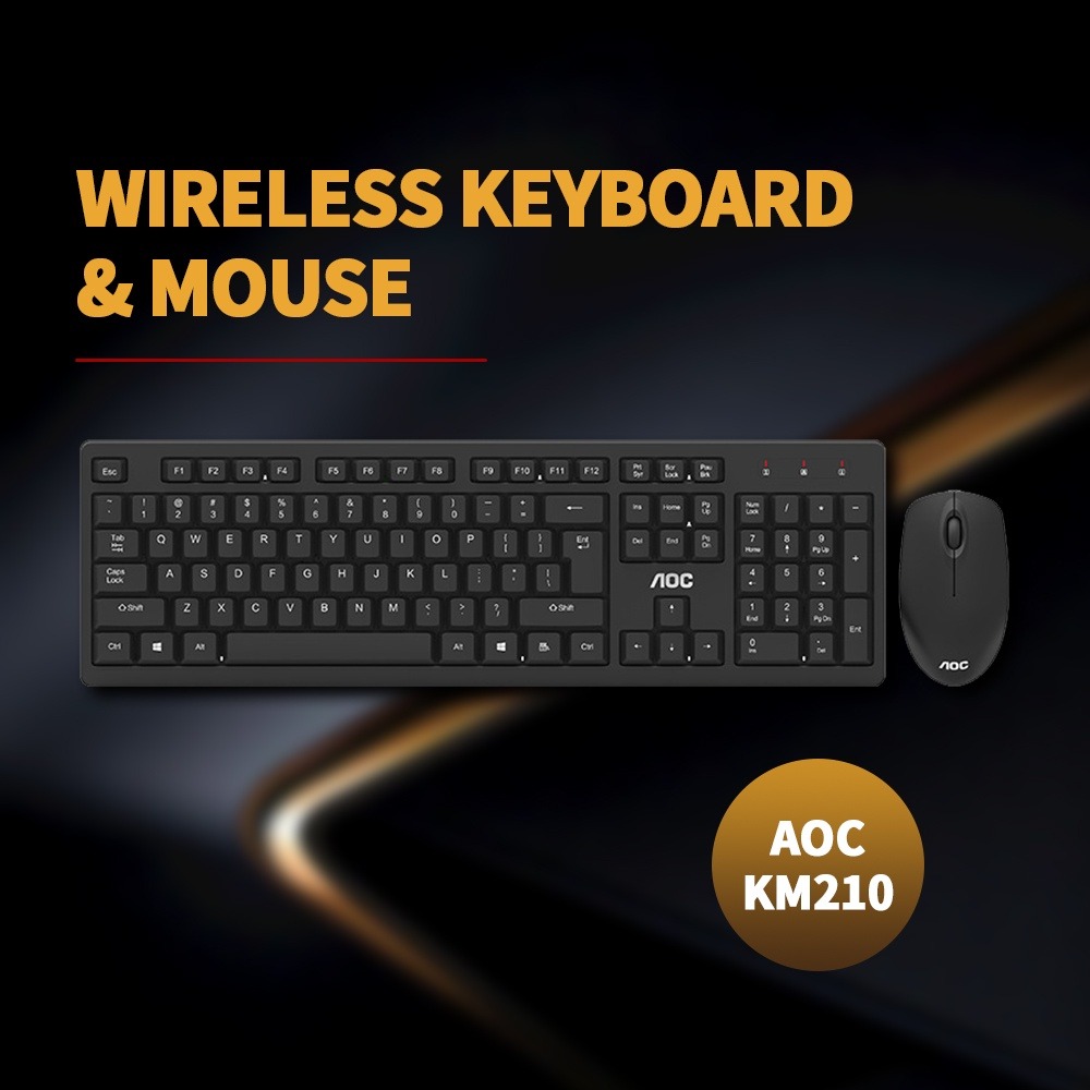 AOC Wireless Keyboard and Mouse Set 2.4G Wireless Keyboard with Mouse Combo with USB Receiver ...