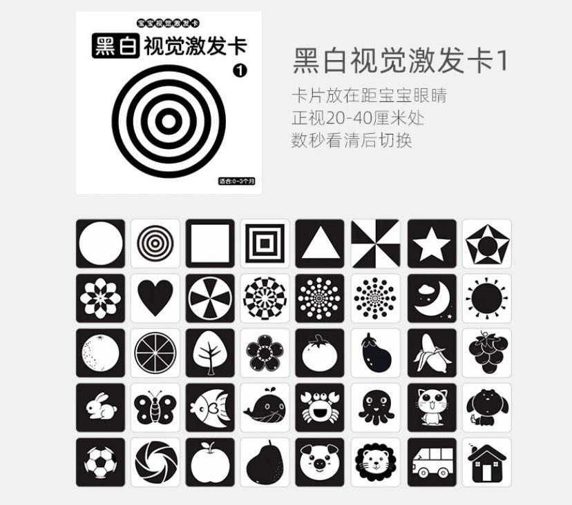 Baby Visual Stimulation Card 4sets/80pcs Infant Early Education Black ...