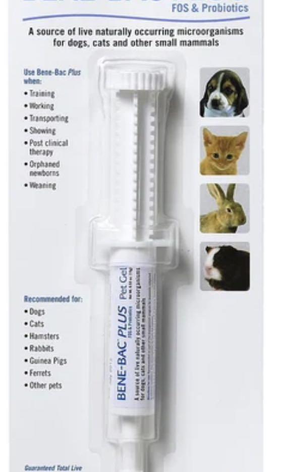 Bene-Bac Plus FOS & Probiotics Pet Gel Supplement Syringe 15g, Pet ...