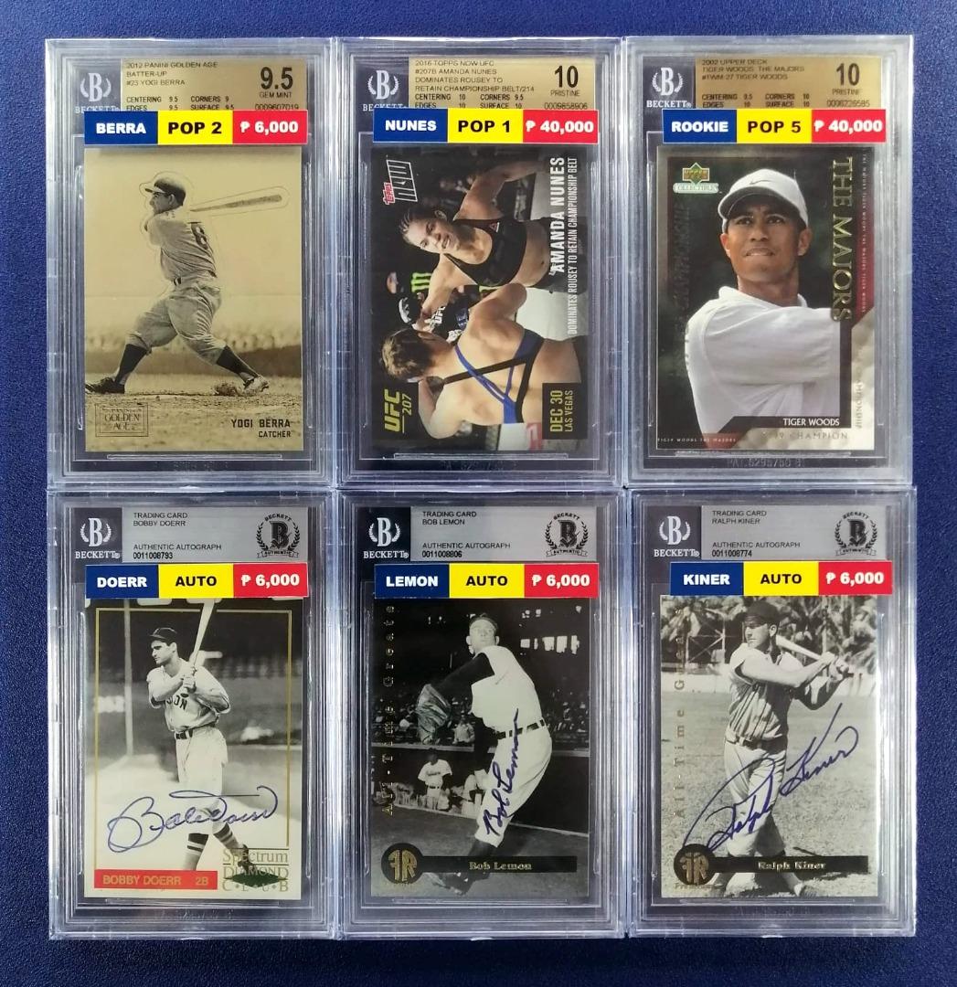 BGS 10 Amanda Nunes, Tiger Woods and Autograph Bobby Doerr, Bob Lemon ...
