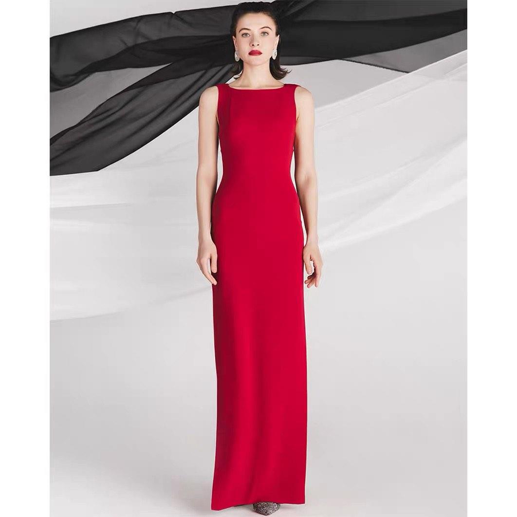 (Can customise) Premium Italy designer red open back side slit elegant ...