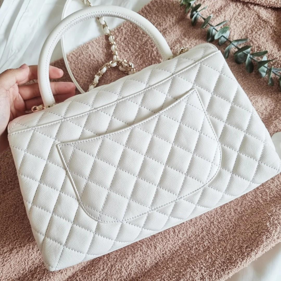Chanel Coco Handle White Caviar Gold Hardware, Luxury, Bags & Wallets ...