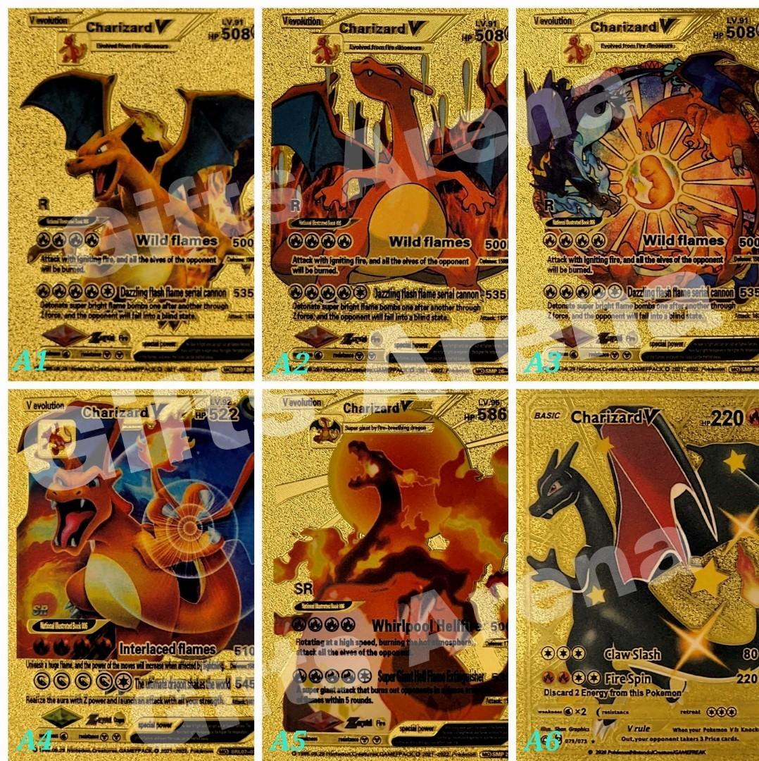 Charizard metal gold plated pokemon card, Charizard vmax gx trading ...