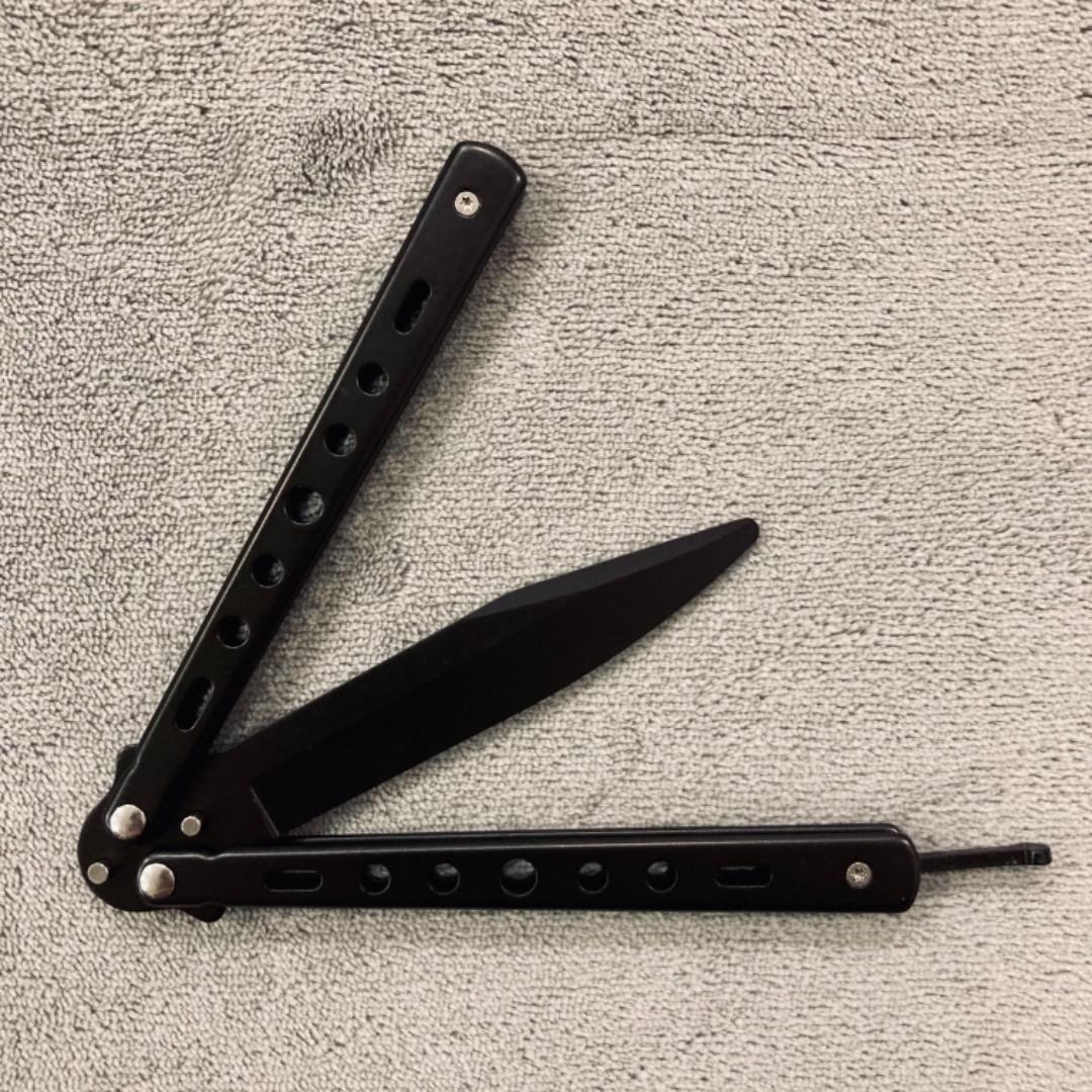 CSGO TF2 Butterfly Knife Balisong Knife Trainer black silver rainbow ...