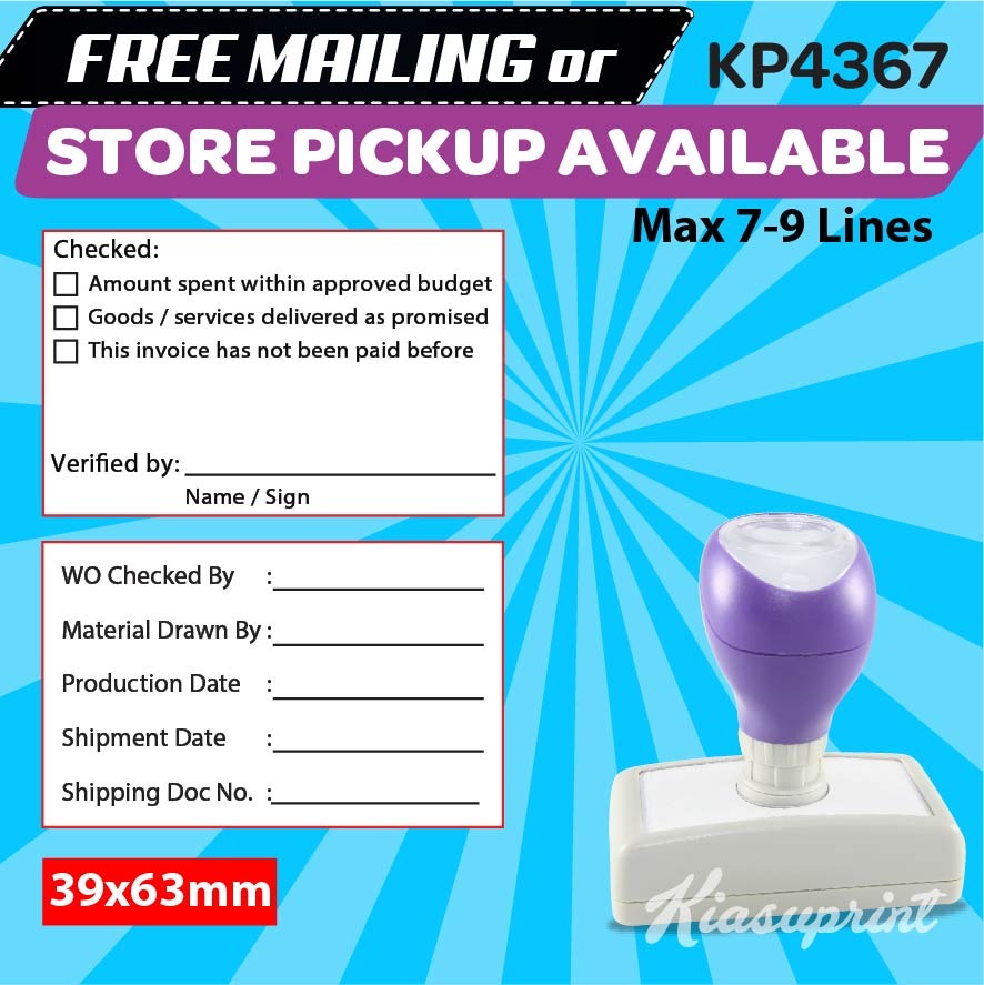 Custom Rectangle Self Inking Stamp KP4367 (39mm x 63mm), Hobbies & Toys ...