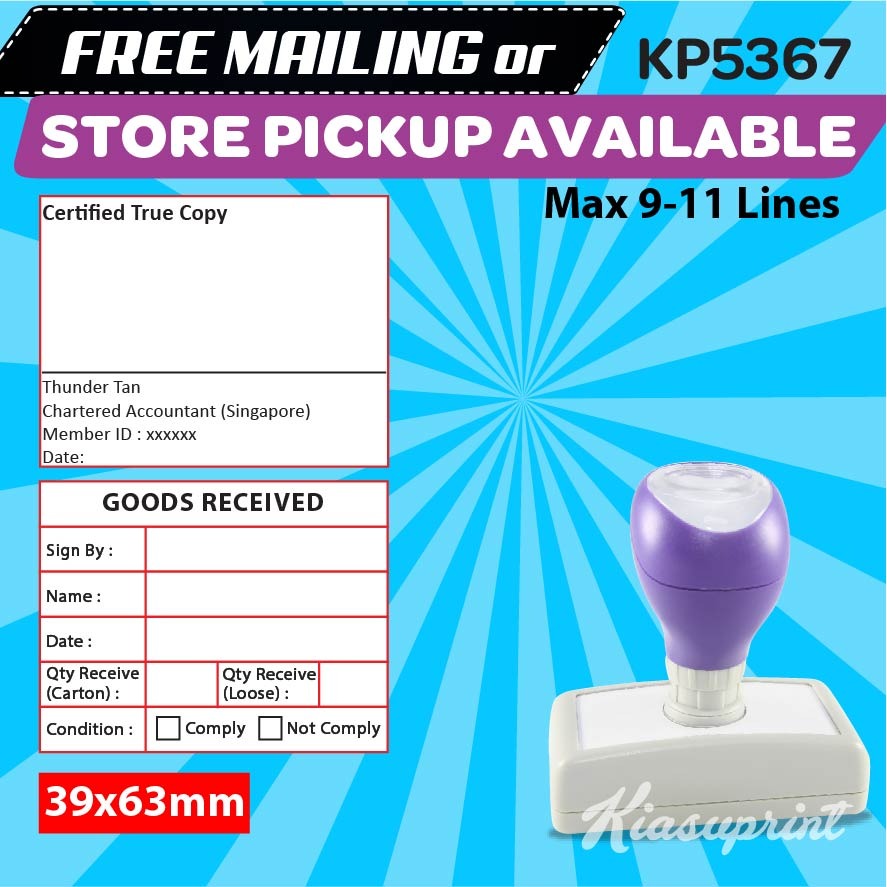 Customizable Rectangle Self Ink Stamp KP5367, Hobbies & Toys ...