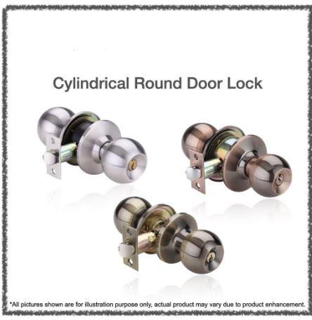Cylindrical Round Door Lock / Bedroom Door Lock / HDB Lock / BTO Room ...