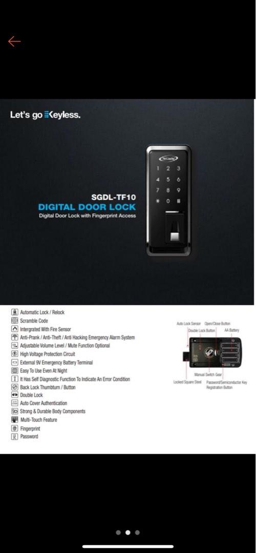 Digital lock - St Guchi SGDL-TF10MB, Furniture & Home Living, Security ...