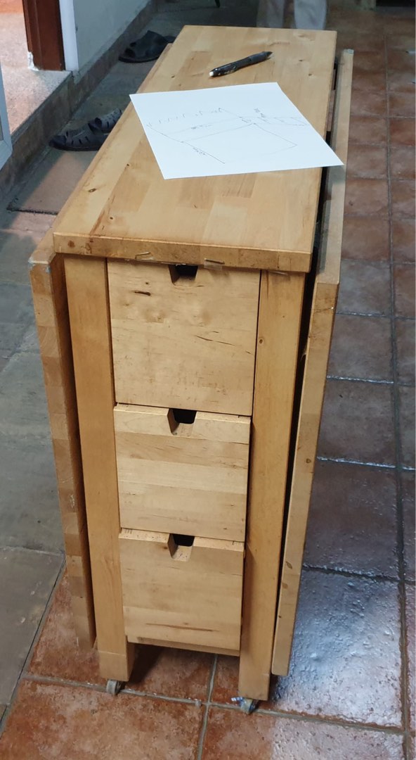 Foldable table with drawers (and wheels), Furniture & Home Living ...