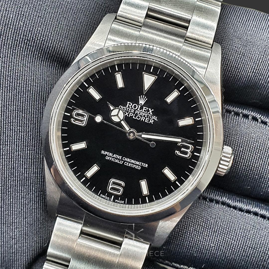 Full Set Rolex Explorer I Ref 114270 Black Arabic Dial 36MM (2006), Luxury, Watches on Carousell