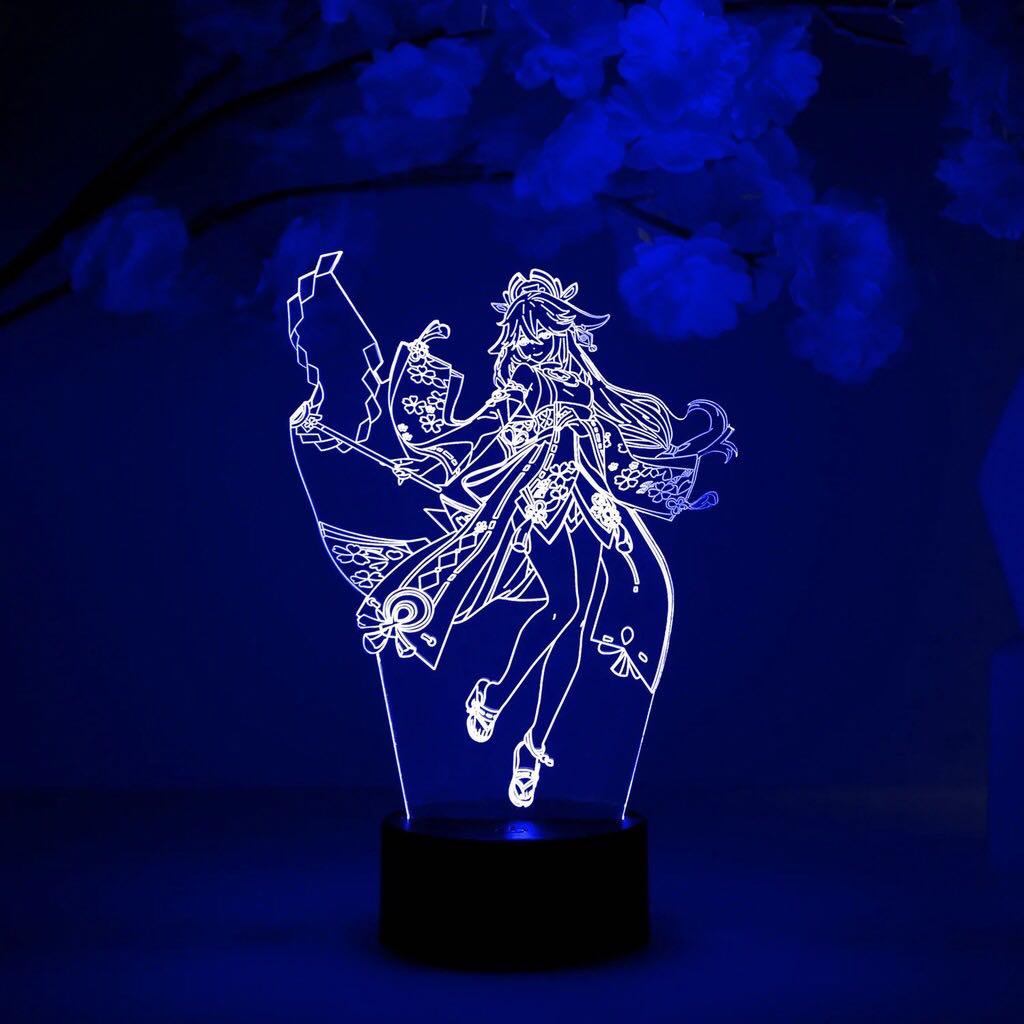 Genshin Impact 3D Led Illusion Night Lights 3 7 or 16 color Changing ...