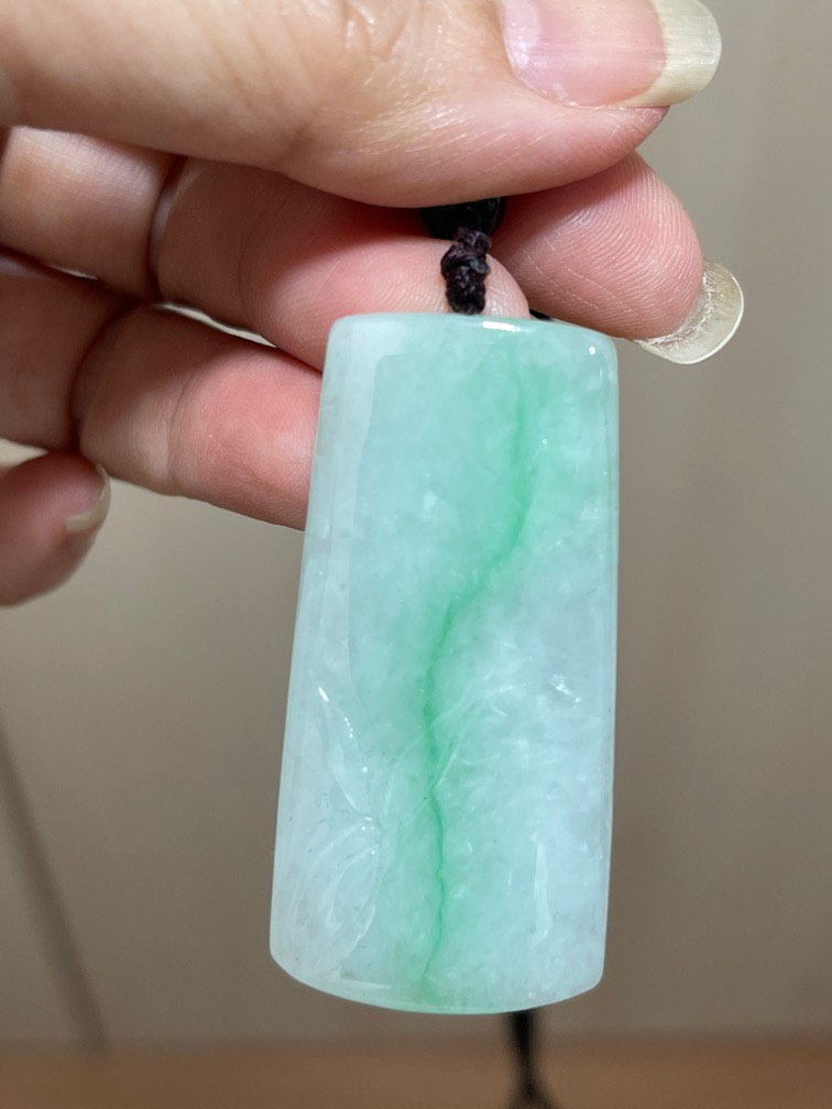 Grade A jadeite pendant with floating line line of stunning green ...