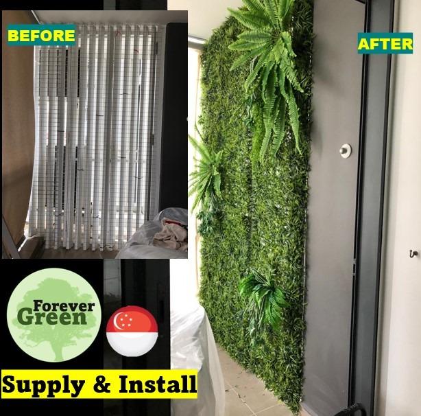 Greenwall Vertical Garden Artificial Faux Fake Leaves SG, Furniture & Home Living, Home Decor ...