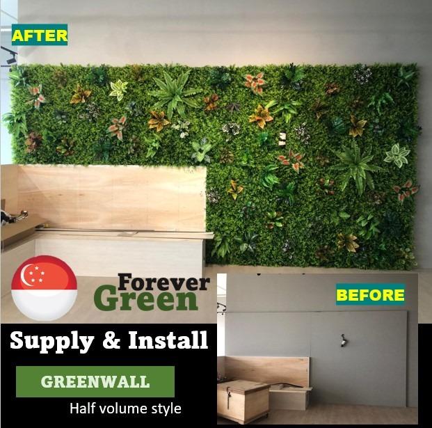 Greenwall Vertical Garden Artificial Faux Fake Leaves SG, Furniture & Home Living, Home Decor ...