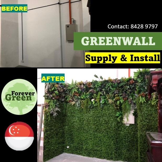 Greenwall Vertical Garden Artificial Faux Fake Leaves SG, Furniture & Home Living, Home Decor ...