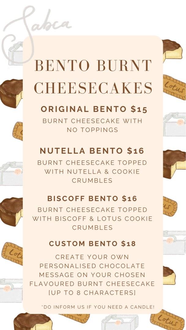 Halal bento burnt cheesecake, Food & Drinks, Homemade Bakes on Carousell