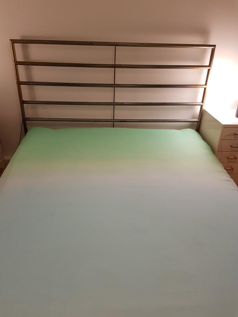 IKEA Silver Metal Queen Bed Frame, Furniture & Home Living, Furniture ...