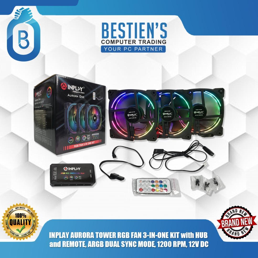 INPLAY AURORA TOWER RGB FAN 3-IN-ONE KIT with HUB and REMOTE, ARGB DUAL ...