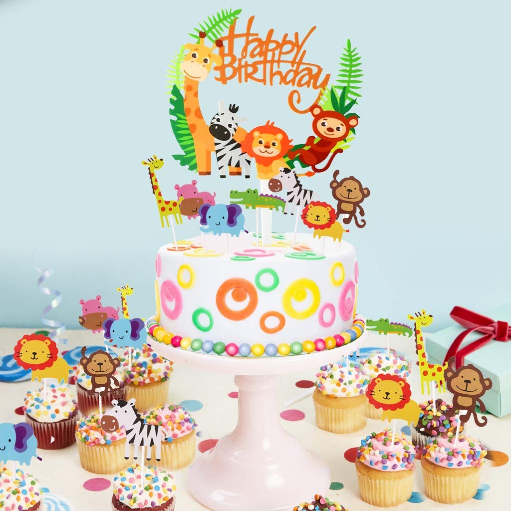 Jungle Cake Topper | Safari Zoo Animals Cake Topper | Birthday Cake ...