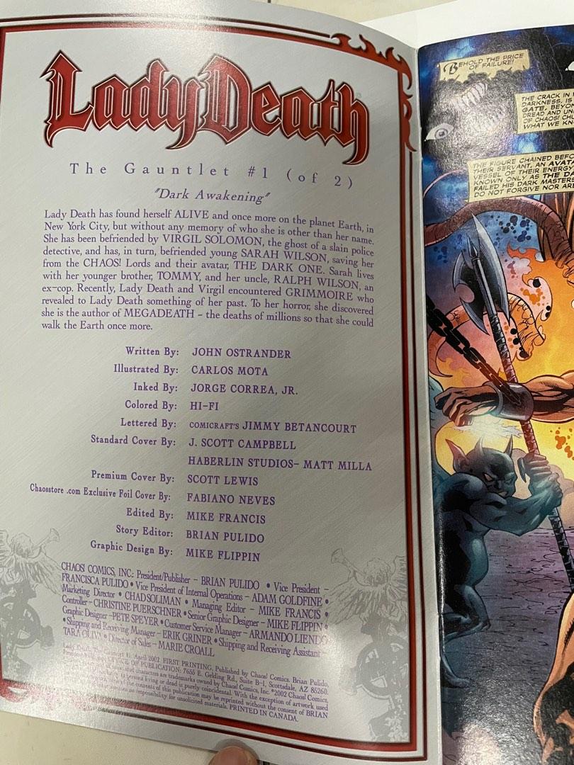 Lady Death The Gauntlet issue 1 , Chaos 2002 premium Edition, Limited ...