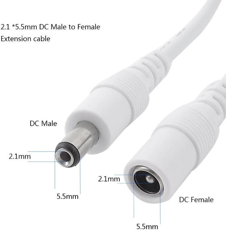 Liwinting 5m/16.4ft DC Extension Cable 5.5mm x 2.1mm Male to Female ...