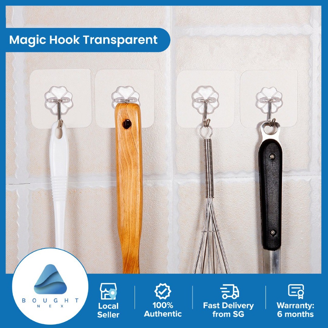 Magic Hook Transparent Wall Kitchen Without Nails Strong Sticky Sucker Heavy Hanging Adhesive ...