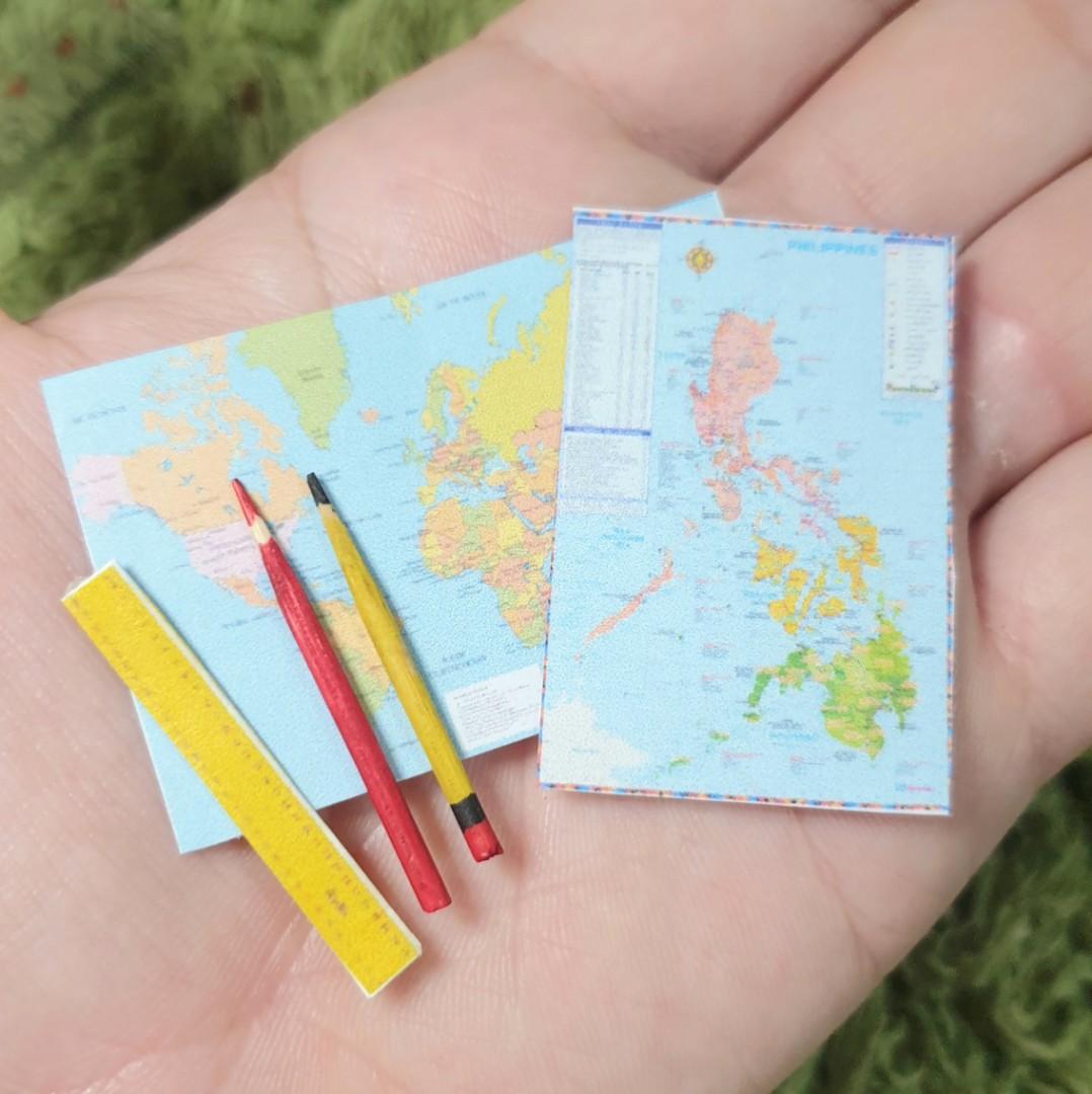 miniature world map philippine map pencils riler school supplies ...