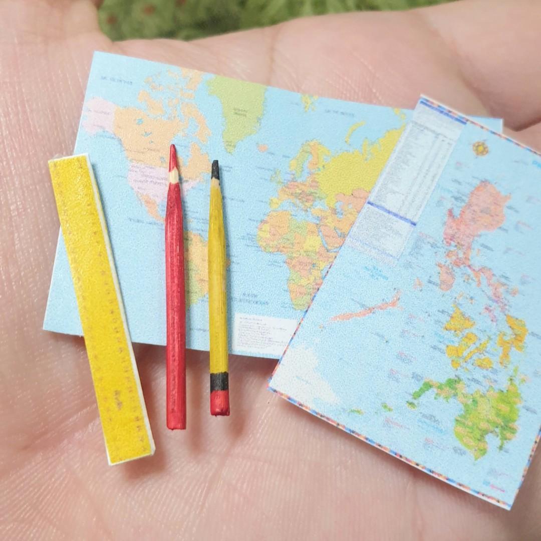 miniature world map philippine map pencils riler school supplies ...