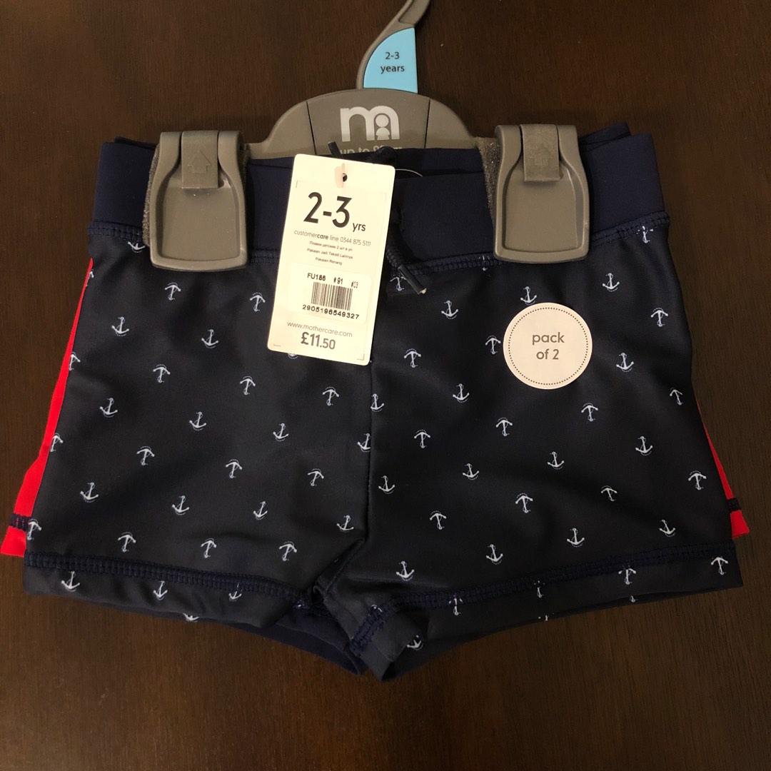 Mothercare 2-pack navy anchor trunkies swim shorts, Babies & Kids ...