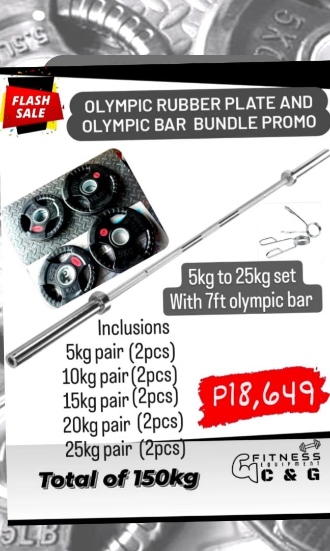 Olympic bar and Olympic plates barbell set bundle promo, Sports ...