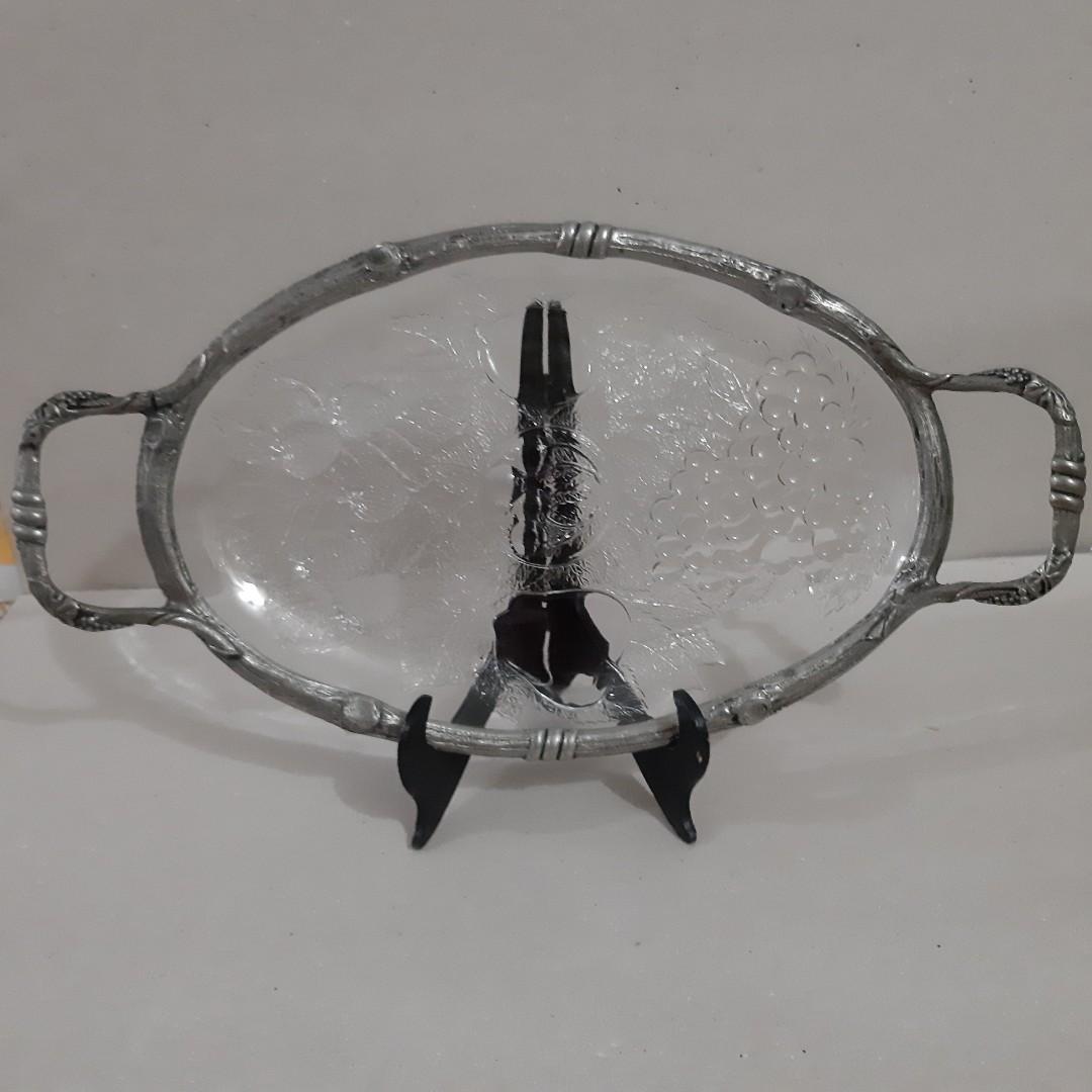 Peltro 95% Italy Pewter Rimmed Clear Glass Fruit Tray, Hobbies & Toys ...