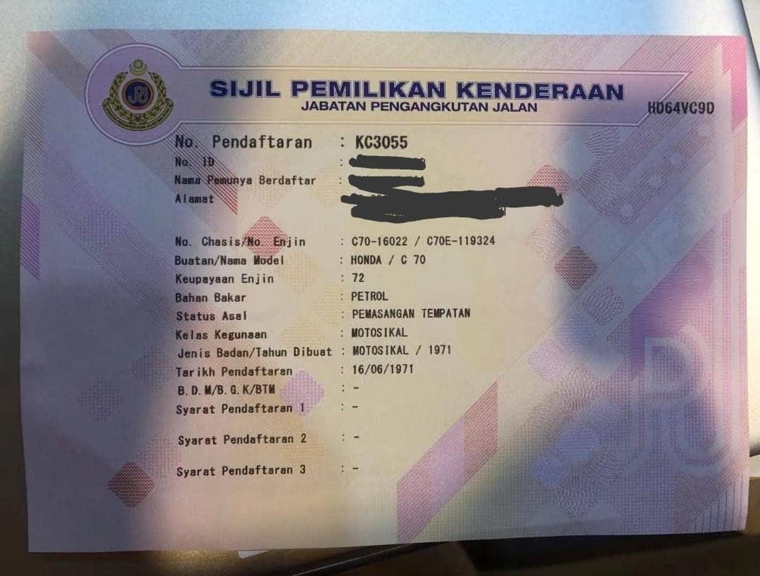 Honda C70 Bulat 1971 (Plate KC 3055/BOSS), Motorbikes on Carousell