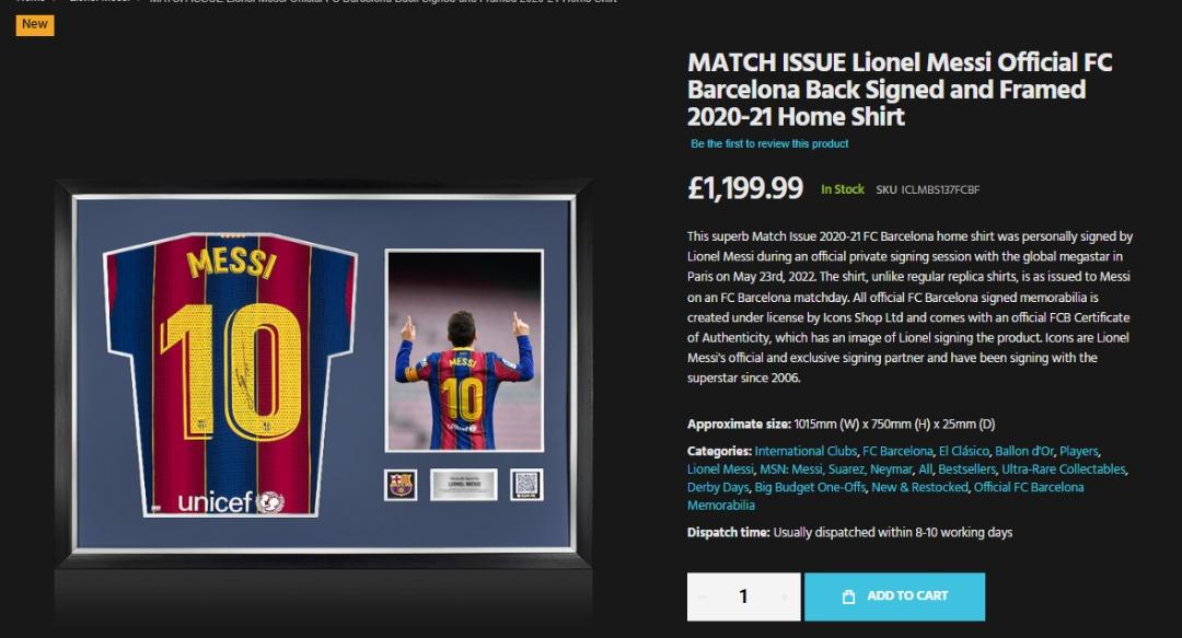 PLAYER ISSUE Lionel Messi Official FC Barcelona Back Signed 2020-21 ...