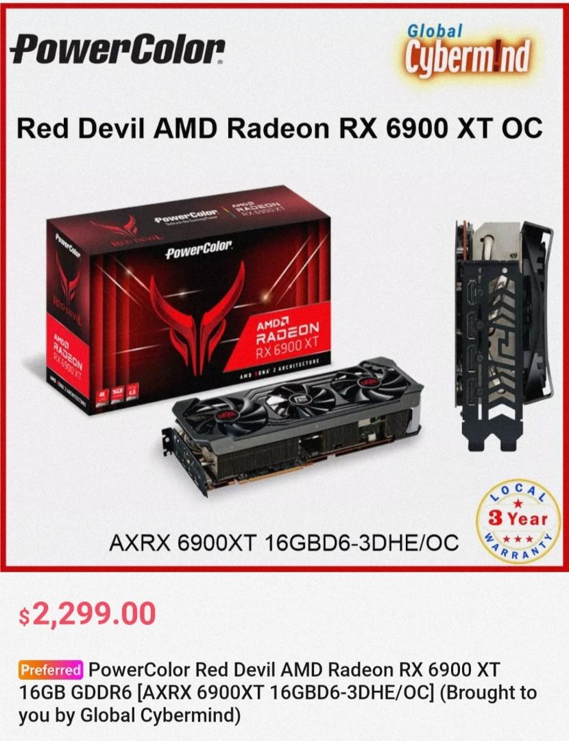 RX6900XT PowerColor Red Devil AMD Radeon RX 6900XT. 16GB DDR6 Overclock ...