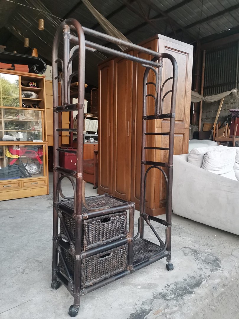 Rattan hanger rack with drawers, Furniture & Home Living, Furniture ...