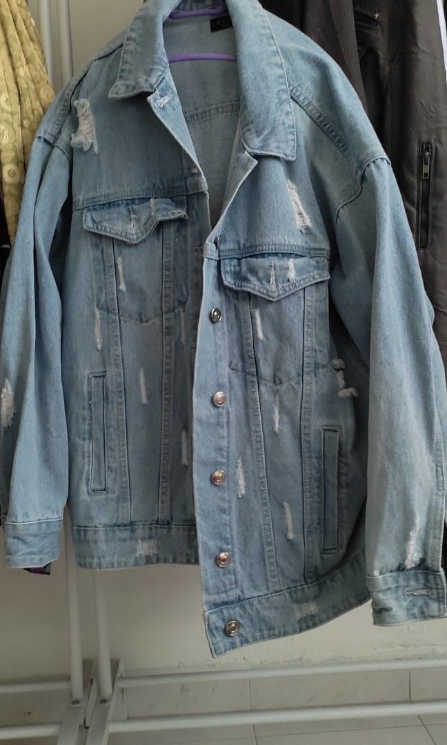 Ripped jeans denim jacket, Women's Fashion, Coats, Jackets and ...