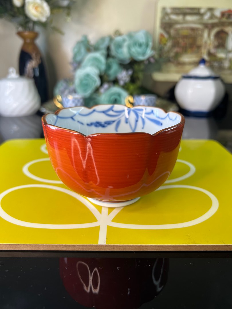 RUSTIC COLORED PETAL RIM JAPANESE BOWLS, Furniture & Home Living ...