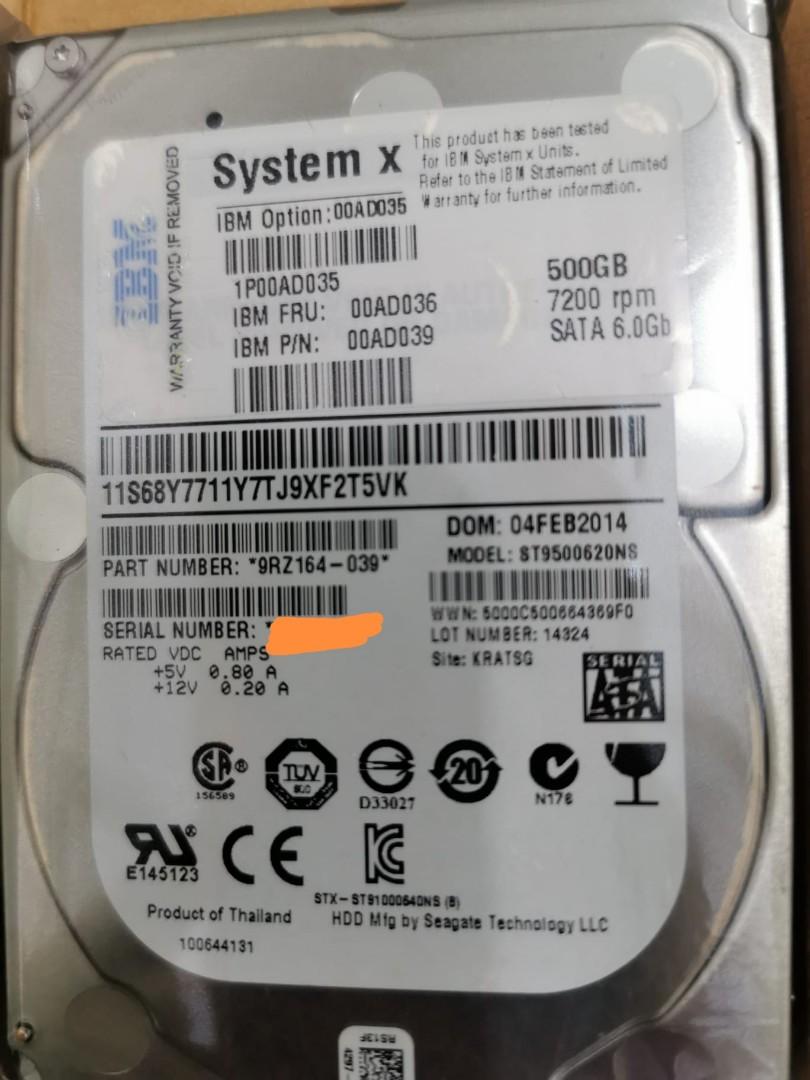 Server IBM harddisc 500gb, Computers & Tech, Parts & Accessories, Hard ...