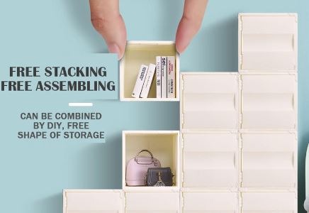 Stackable Storage Box/ DIY Modular Cube Storage Cabinet, Furniture ...