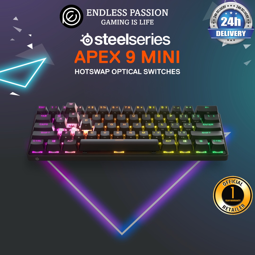 SteelSeries Apex 9 Mini – HotSwap RGB Optical Mini Keyboard – 60% ...
